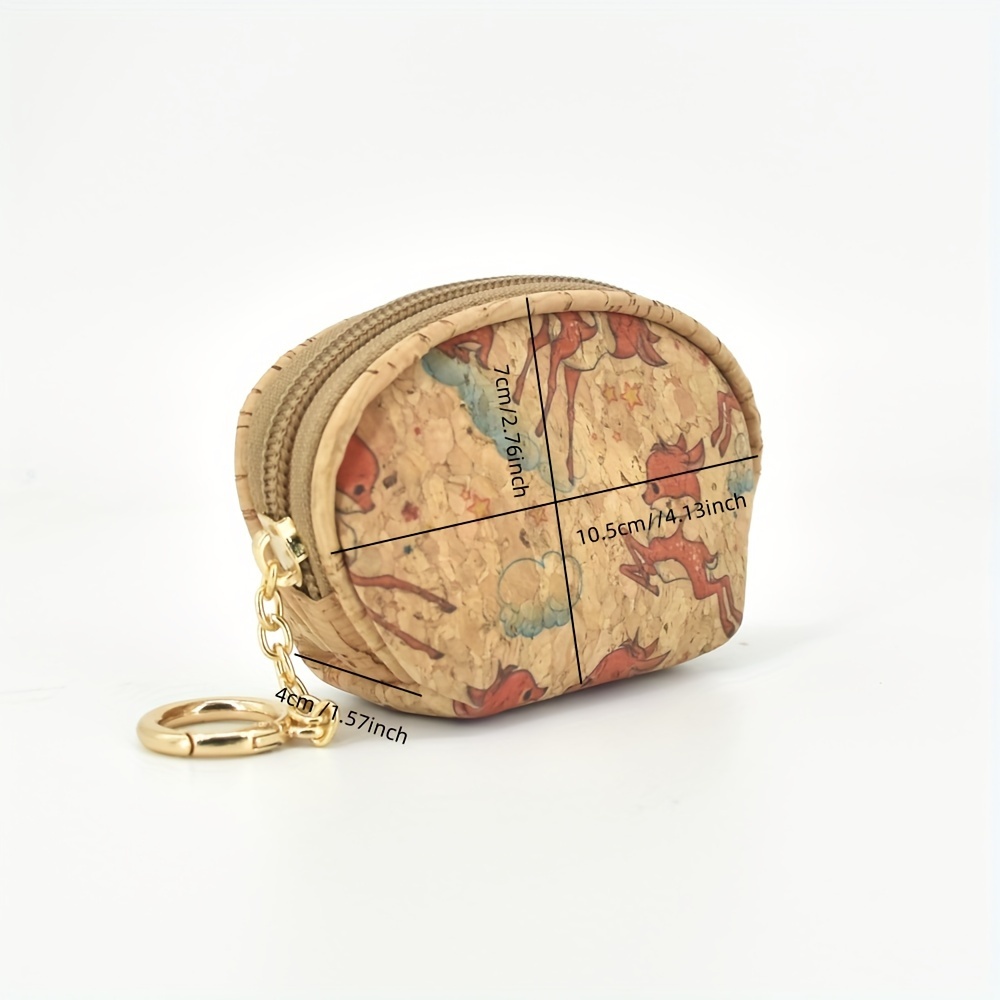 Mini Retro Style Pattern Zipper Cork Coin Purse - HZCORK